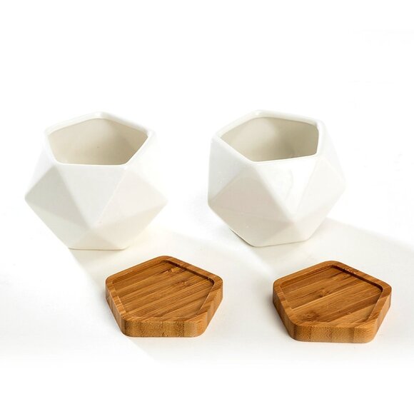 Accents | 2 Pc Set Of Small Diamond Shape Pots Wdrainage Holes And ...
